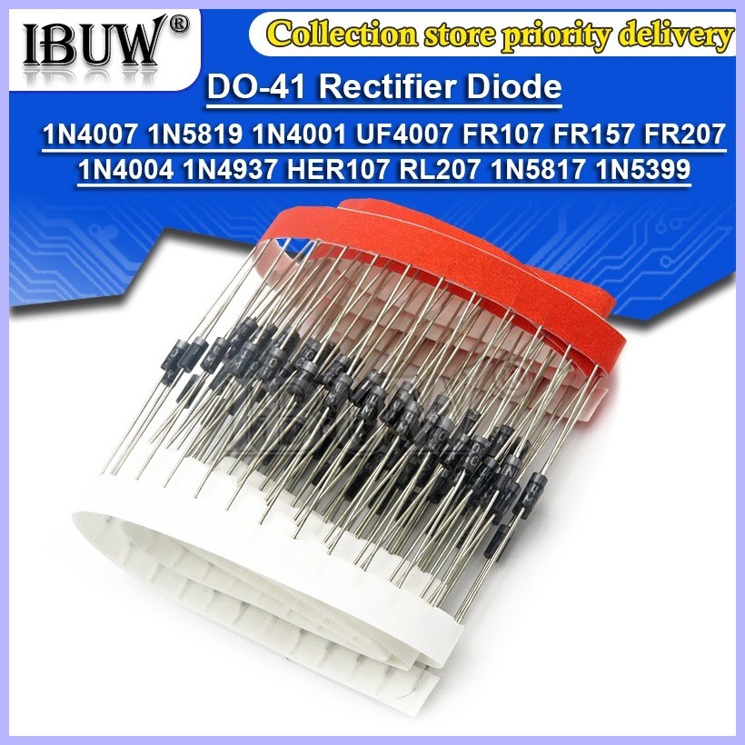 100PCS 1N4007 1N5819 1N4001 UF4007 FR107 FR157 FR207 1N4004 1N4937 HER107 RL207 1N5817 1N5399 DO ...