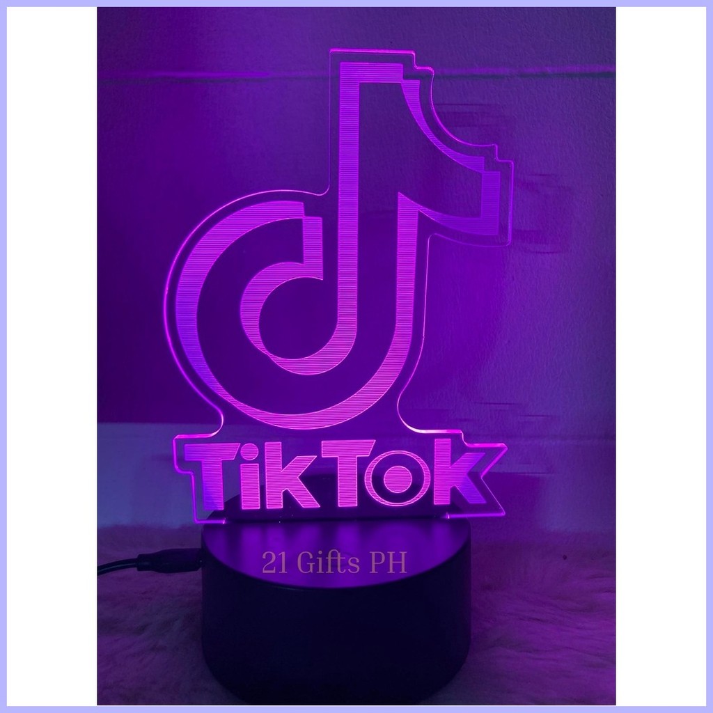 TikTok/Youtube logo 3D Acrylic LED Lamps social media content night ...
