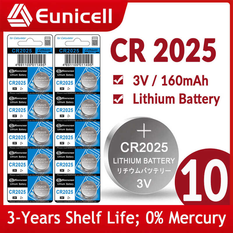 10Pcs 160Mah Cr2025 Coin Cells Batteries 2025 Dl2025 Br2025 Lm2025 3V Lithium Button Battery For ...