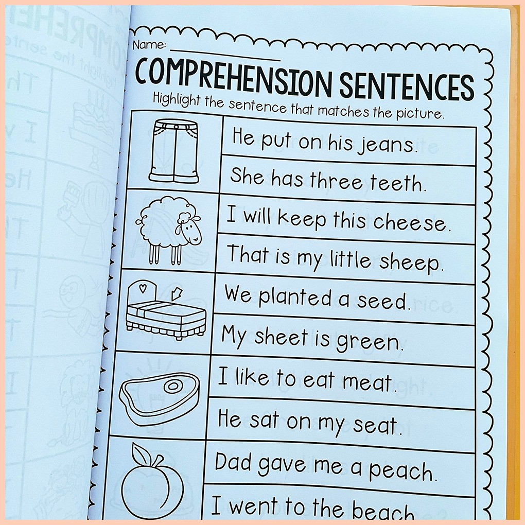 ♀ Children Comprehension Sentences WorkBook English Practice Homeschool ...