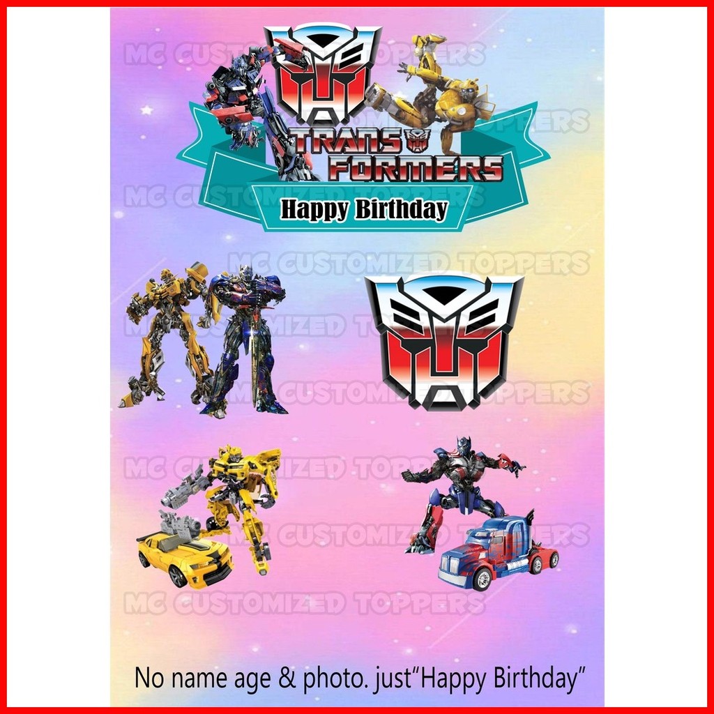 § ∇ TRANSFORMER THEME (BUMBLEBEE & OPTIMUS PRIME) CAKE TOPPER | Shopee ...