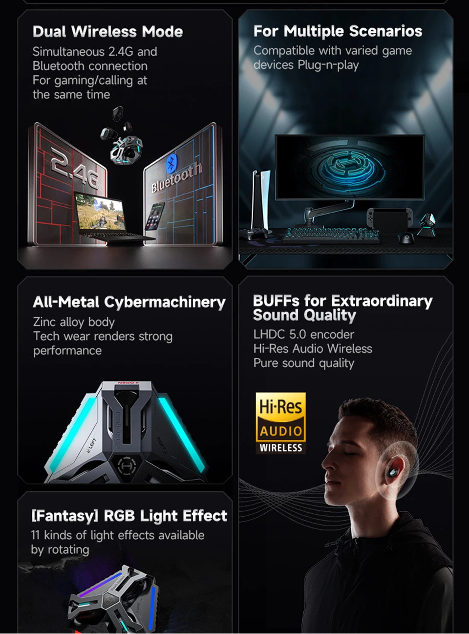 Edifier TWS Bluetooth Earphones Wireless Gaming Earbuds HECATE GX05 with 2.4Ghz USB-C Dongle ...