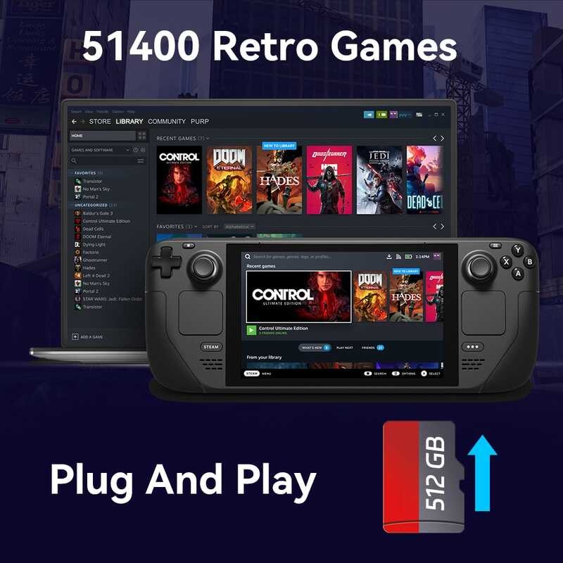 37 TF Batocera Card Steam Deck/Win600 Handheld Game Console/Pc/ 512Gb ...