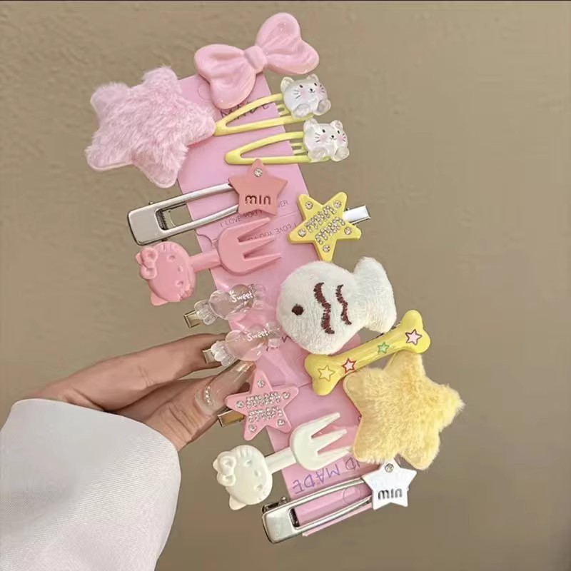 15 Pieces Set!Sweet Cute Girl kitty Hair Clip Bangs Side Clip Sweet ...