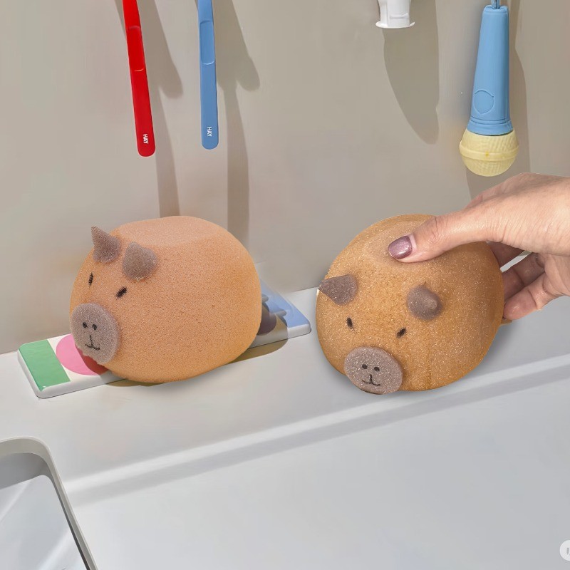 Soft Rich Foam Bath Ball Cute Capybara Exfoliating Skin Shower Sponges ...
