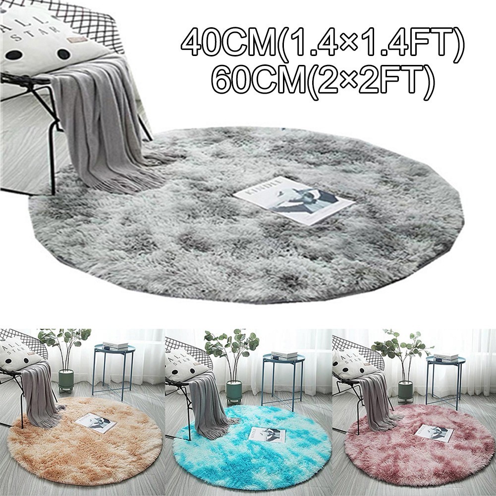 JTFY Circle Round Shaggy Rug Living Room Bedroom Carpet Floor Mat Anti ...