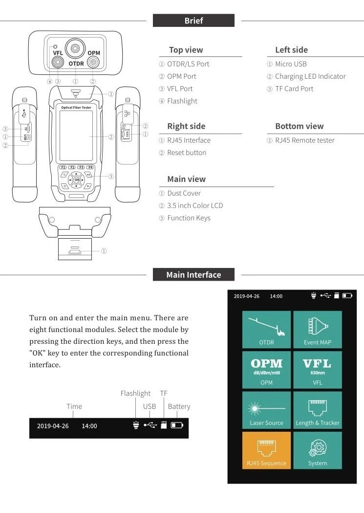 Fiber Reflectometer 980rev Pro Mini OTDR with 9 functions VFL OLS OPM ...
