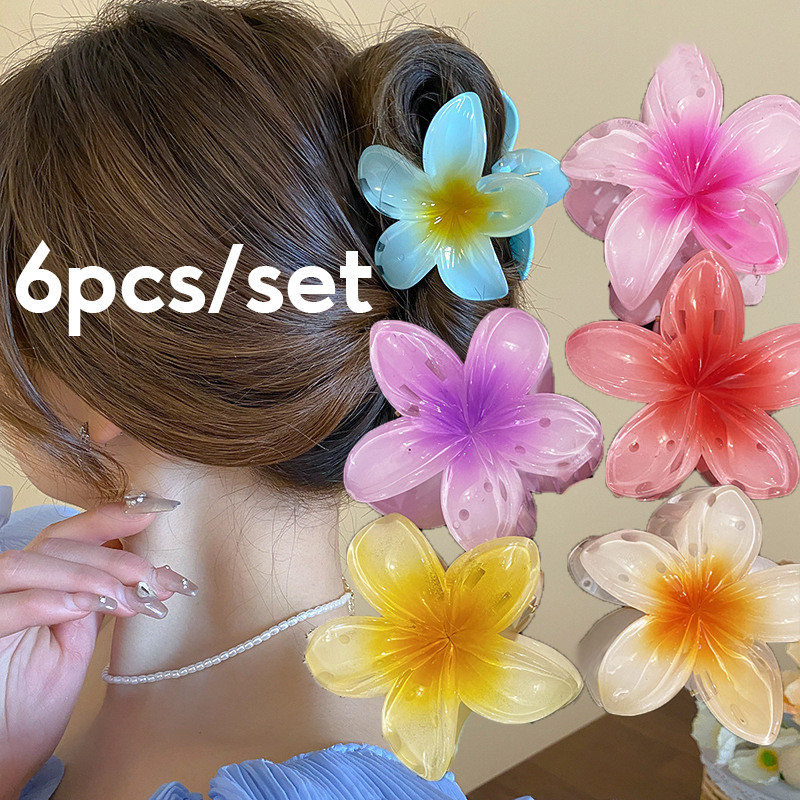 Colorful Fashion Hair Clamp Set Flower Hair Clip Ponytail for Women ...