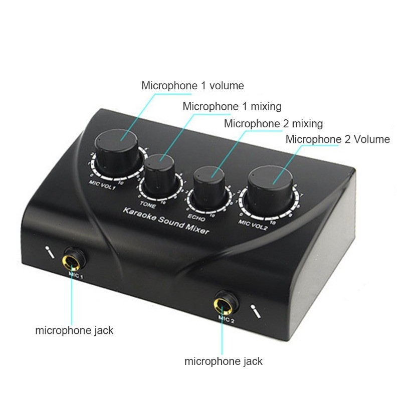 Multifunctional Audio Mixer Amplifier Portable Dual Mic Inputs For Amplifier & Microphone ...