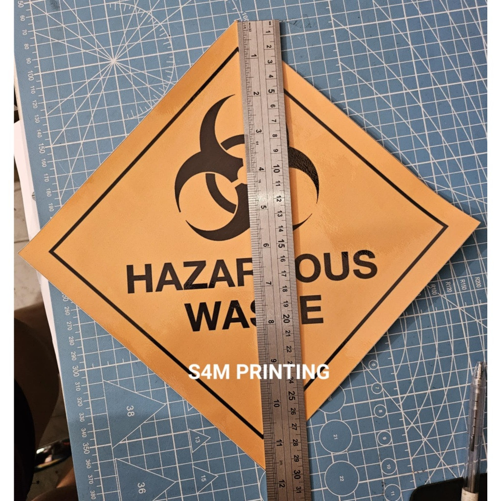 HAZARDOUS WASTE logo Sticker 30cm X 30cm diagonal (Open for bulk Orders ...