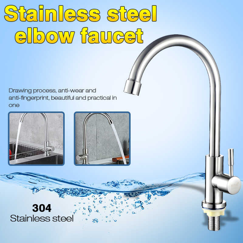 SUS 304 Stainless Steel Kitchen Faucet Wash Basin Universal 360 Degree ...