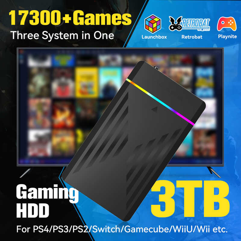 Efd 3Tb Portable Gaming HDD Launchbox/Retrobat/Playnite Retro Game ...