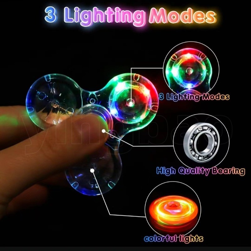 LED Light up Sensory Fidget Toys Fidget Spinners ADHD Stress Anxiety ...