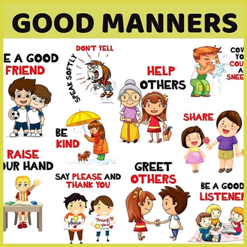 ☂ ♞ GOOD MANNERS Wall Chart | A4 Size Laminated Educational Wall Chart ...