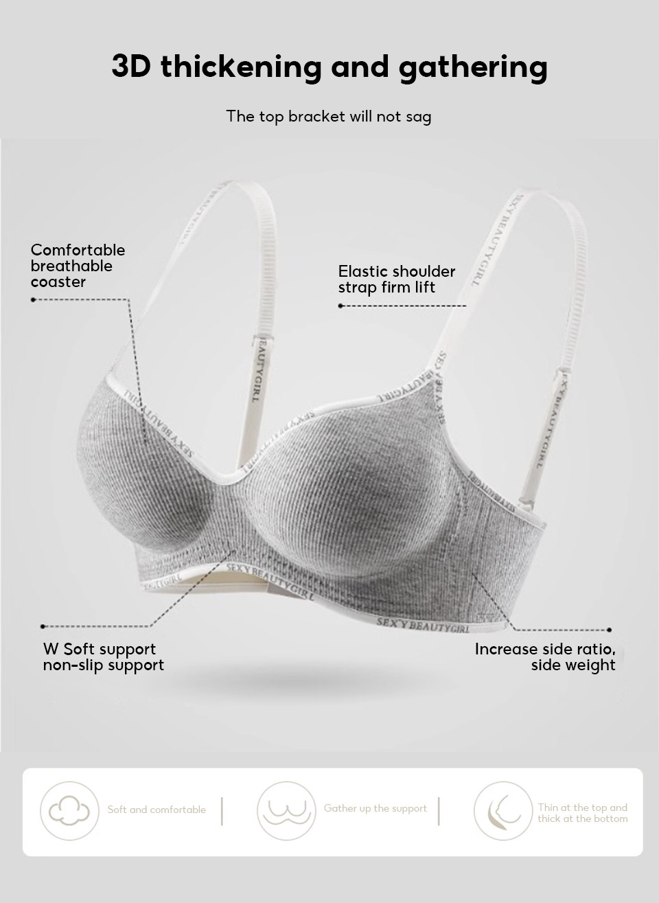 FallSweet Thick Cup Small Chest Bras for Women Seamless Soft Support ...
