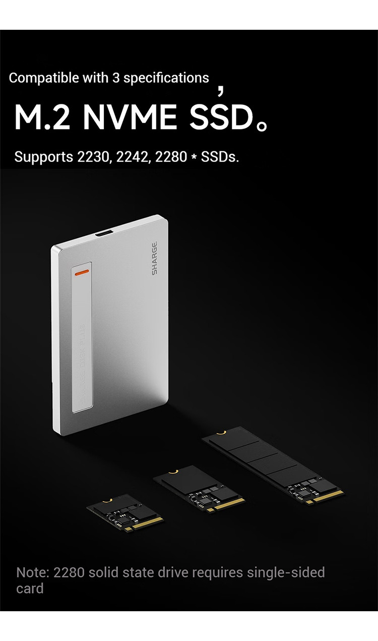 SHARGE Disk Plus M2 SSD Enclosure NVMe 4TB 10Gbps Case USB 3.2 Gen2 ...