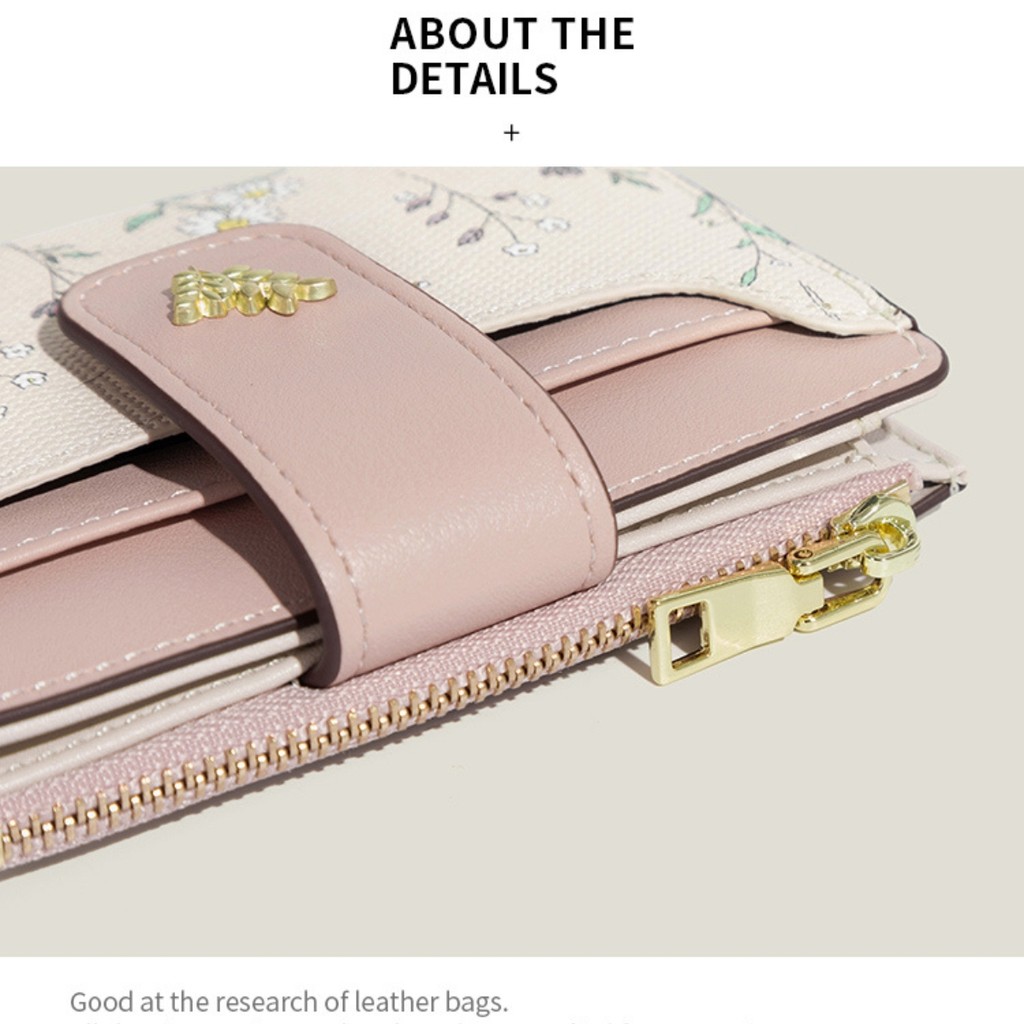 UISN #6209 Fashion Niche Classic Print Floral Zipper Bifold Short ...