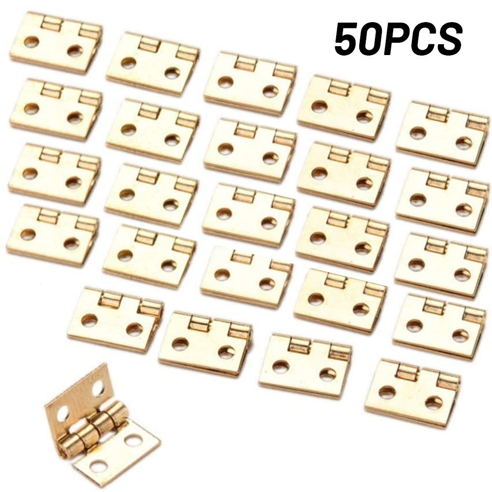 JTFY ️50pcs Mini Brass Hinge For Small Craft Door Box Accessories Gold ...