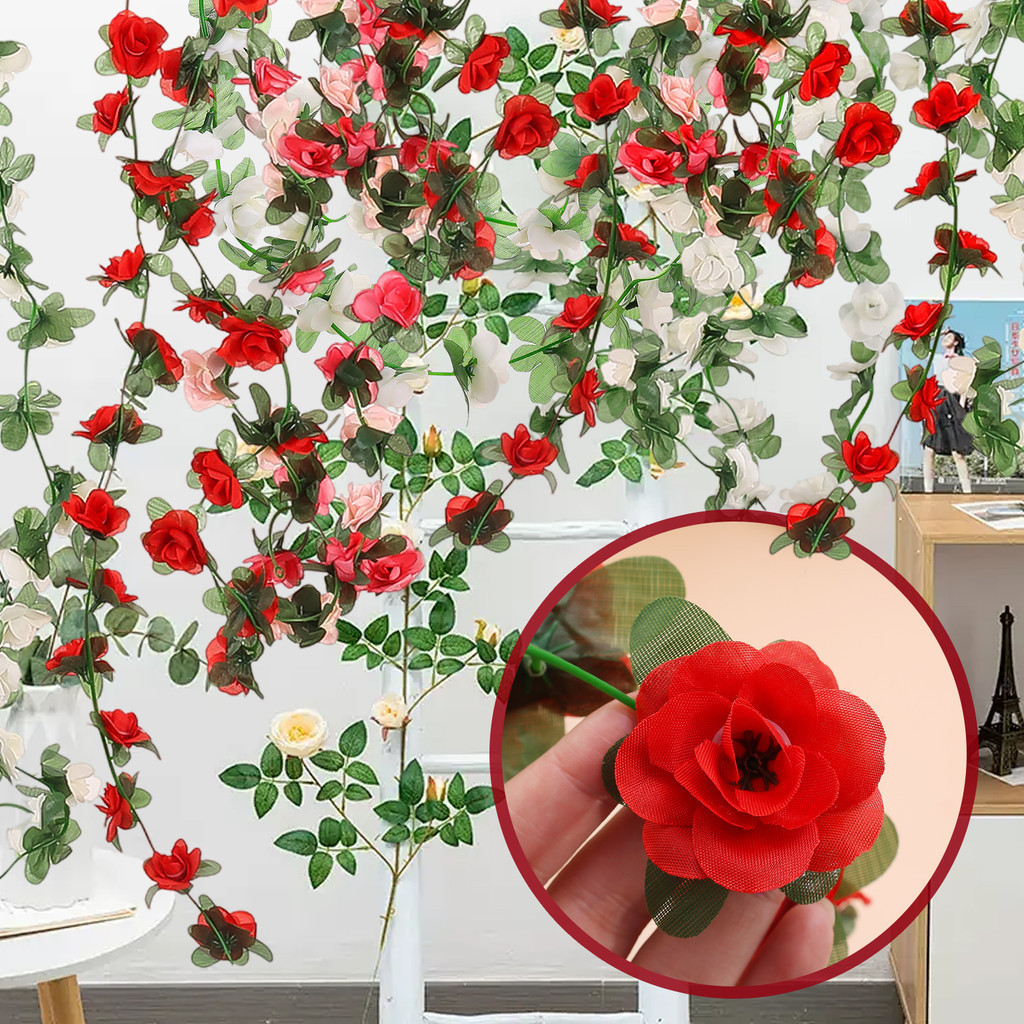 2.5M Artificial Rose Flower Vine Wedding Garden Arch Decoration ...