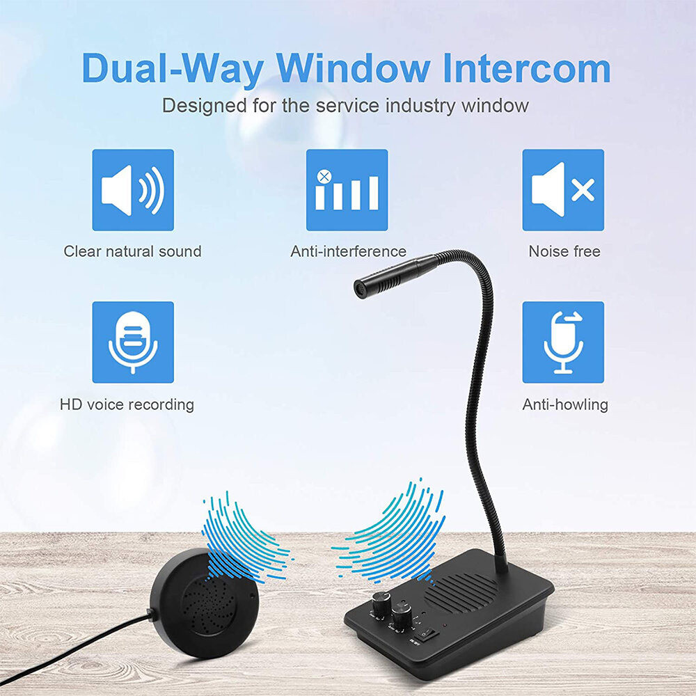 2 Daytech Window Talk Through Speaker System Anti Interference Dual Way Bank Counter Intercom