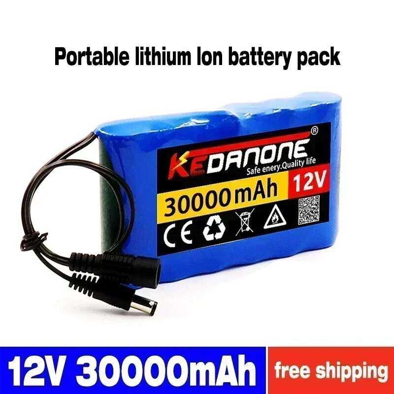 Portable 12V Battery 30000mAh Standard Capacity Battery DC 12.6V 30Ah ...