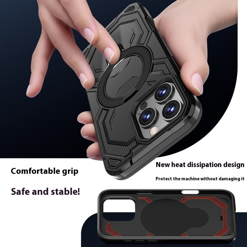 Military Armor Shockproof 360° Rotating Stand Magnetic Case For iPhone ...