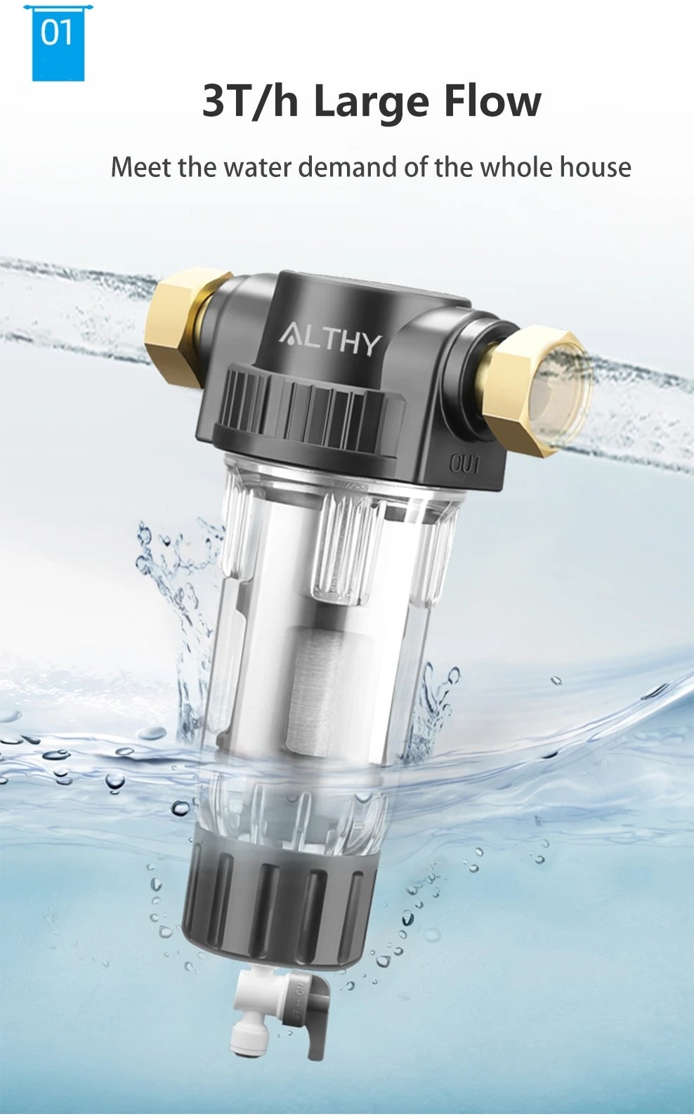 ALTHY AL-PRE1 Water Pre-Filter System Spin Down Sediment Water Filter ...