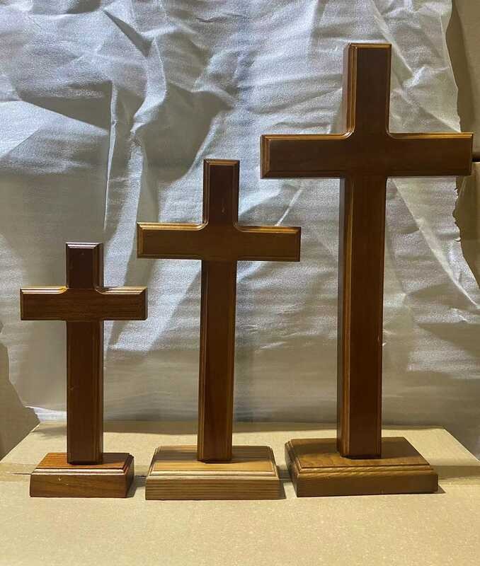 Three sizes of solid wood cross ornaments with water chestnut to choose ...