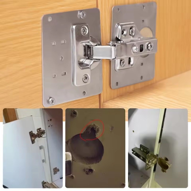 Cabinet Door Hinge Repair Kit | 9x9cm Stainless Steel Reinforcement ...
