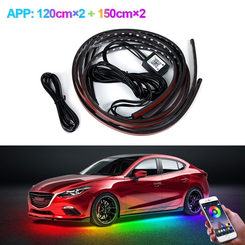 12V Car LED Chassis Lights Modified Colorful Voice-activated Atmosphere ...