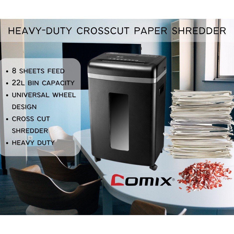 in stock COMIX S3508D 8 sheets 22L Micro-Cut Heavy-Duty Paper Shredder ...