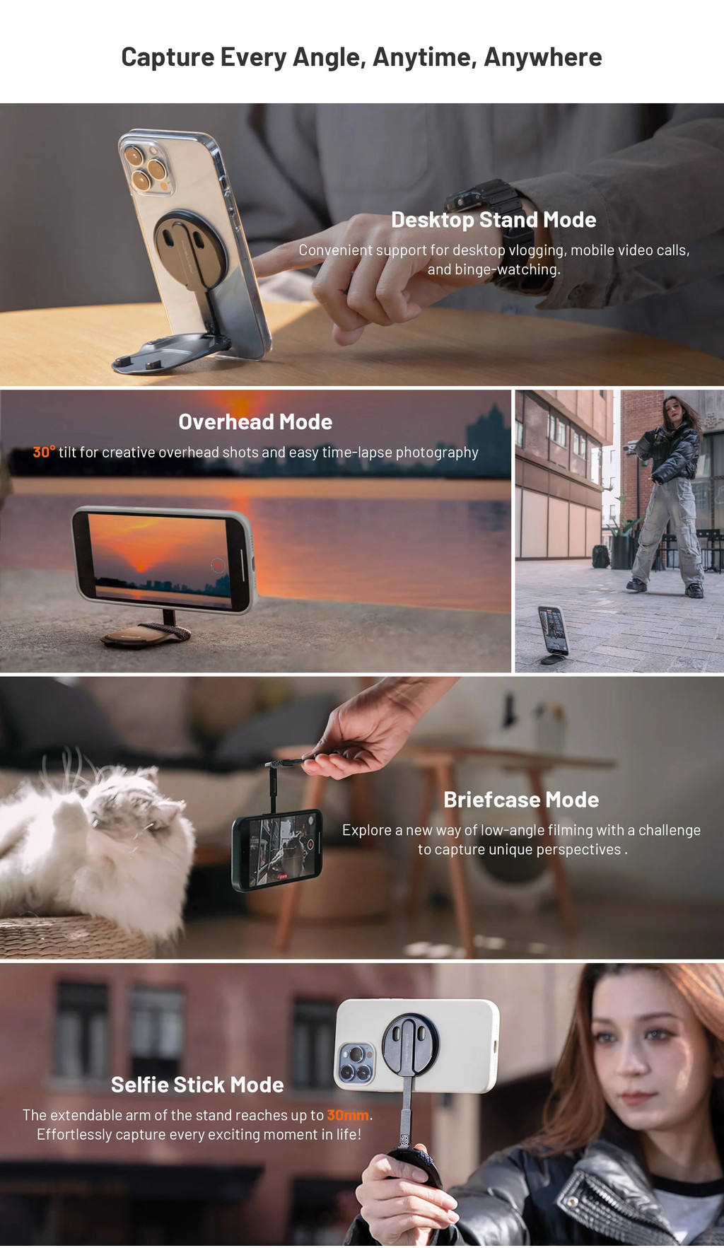 PGYTECH MagFlex Strong Magnetic Phone Holder Folding Photography Stand ...