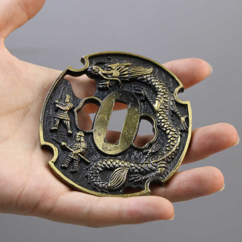 Antique Alloy Nice Green Dragon Theme Tsuba Guar For Real Japanese ...