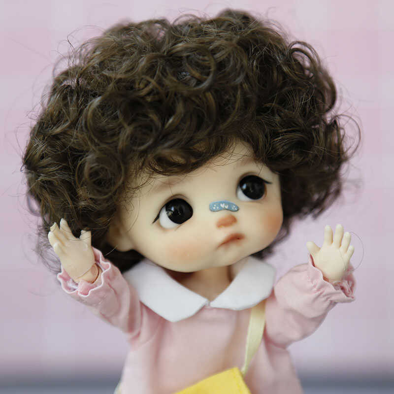 LY New 1/8 Doll Wig Soft Synthetic Mo Fashion Curly Short For Ob11 BJD ...