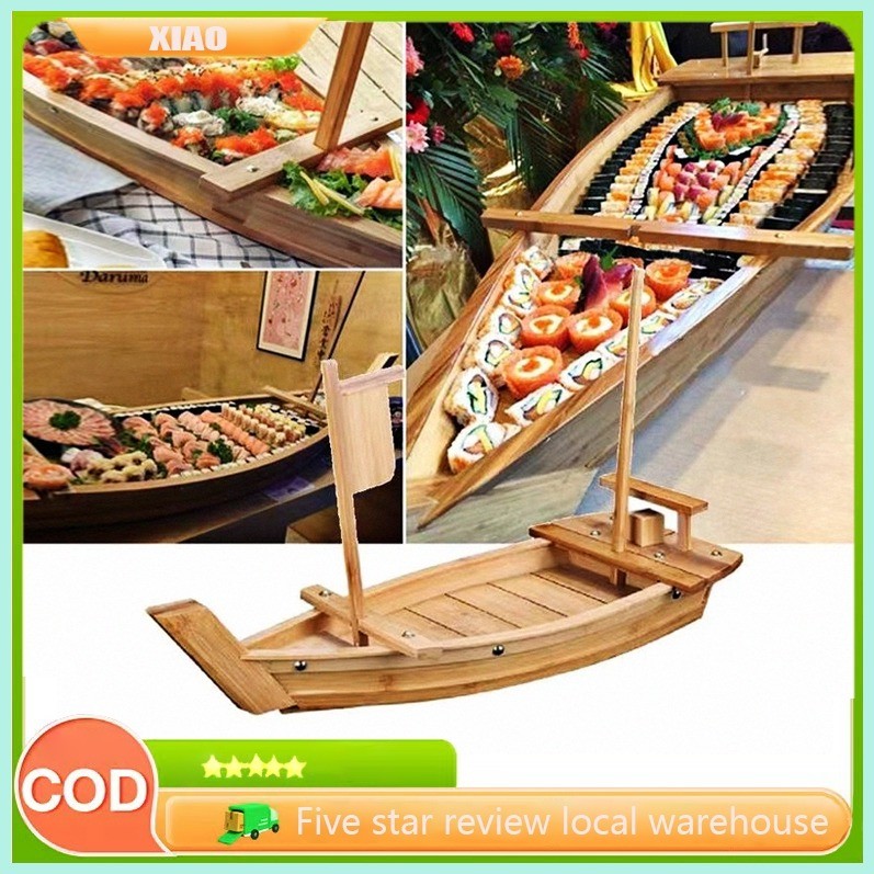 Sushi Boat Wooden Japanese Style Sashimi Dry Ice Seafood Buffet ...