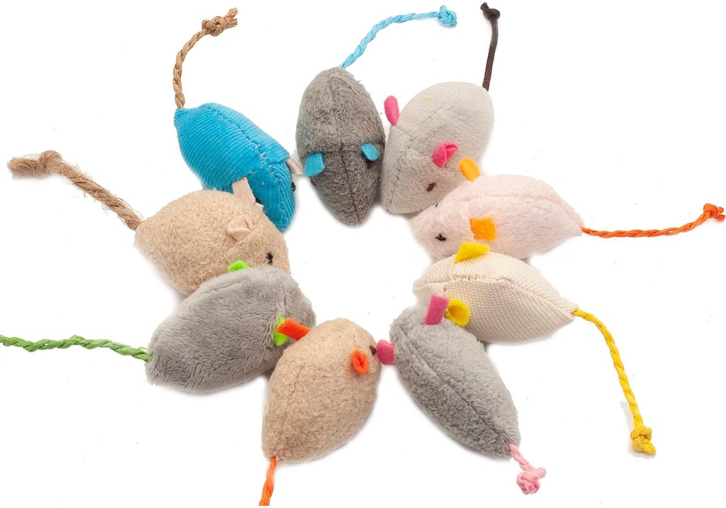 12pcs Rattle Cat Mouse Toys Also Prefilled Catnip Faux Fur Cat Mice ...