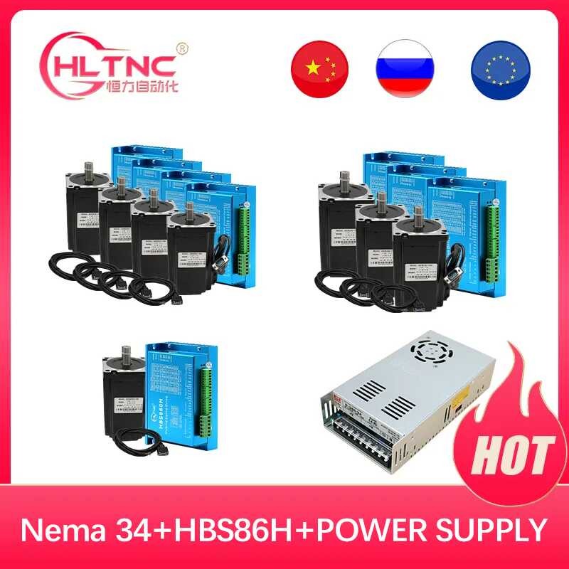 HLC 4 Axis Nema34 4.5N 8.5N 12N Closed Loop Stepper Kit Hbs86h Encoder ...