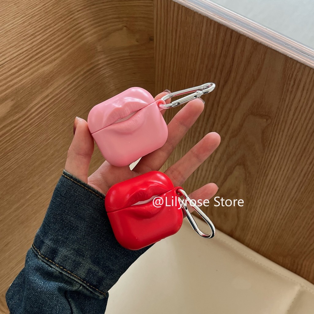 Red and Pink Lips Earphone Case for AirPods 4 [2024] AirPods Pro2 Pro 3 ...