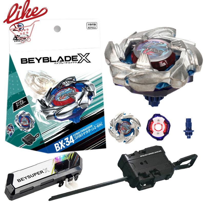 Beyblade X BX-34 Cobalt Dragoon Beyblade Xtreme with Launcher Led Grip Set for Beyblade Burst ...