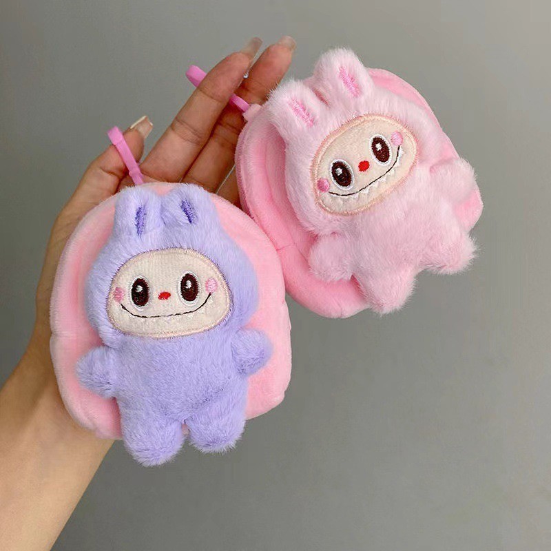 Cute Labubu Coin Purse Soft Plush Zipper Small Wallet for Kids Girls ...
