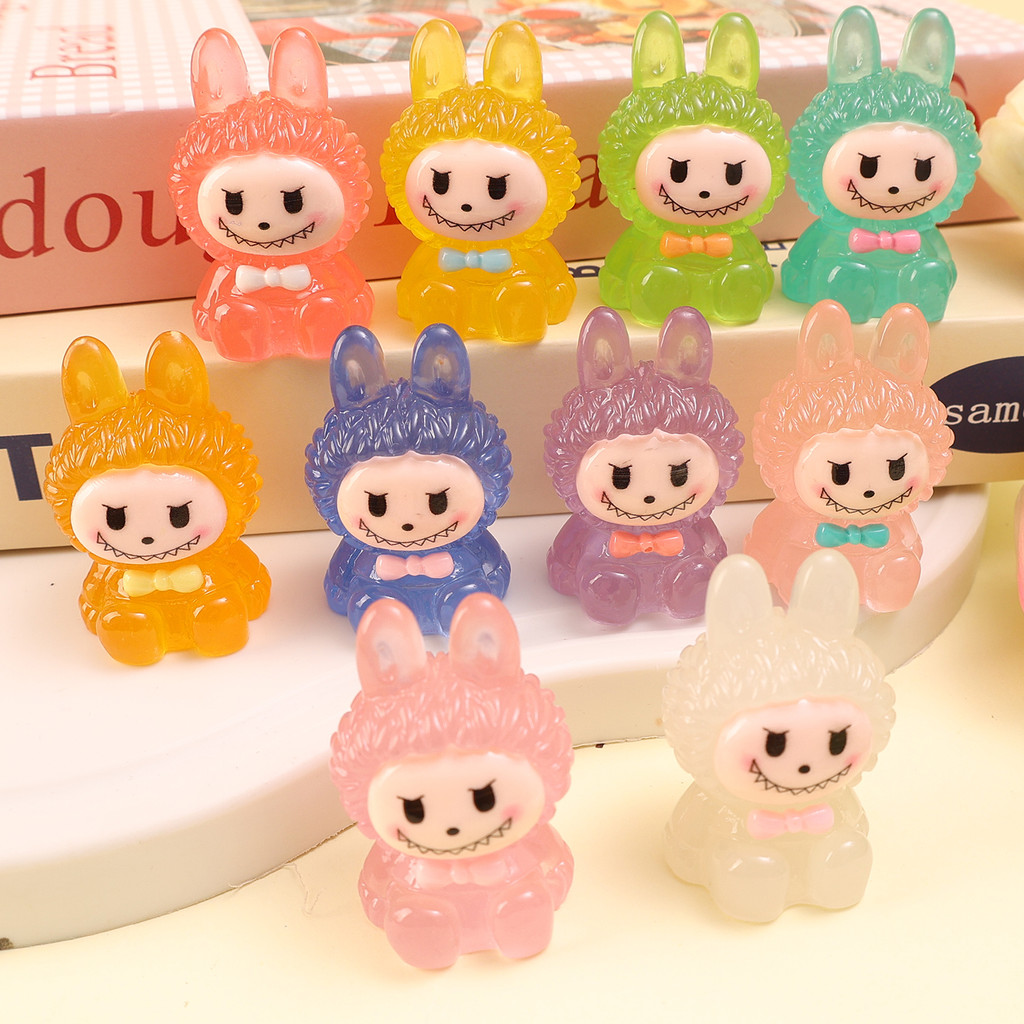 Cartoon Labubu Series 3D Luminous Resin Dolls Micro Landscape DIY Home ...