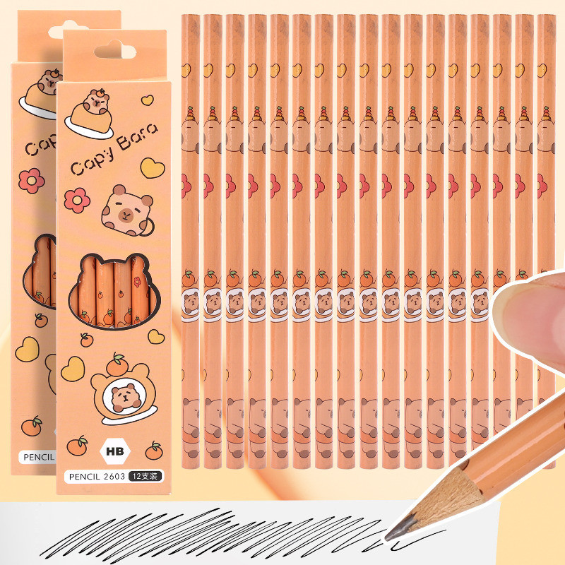 12Pcs Capybara Writing Pencil - Long Pole Sketching Pen - Graphite Core ...