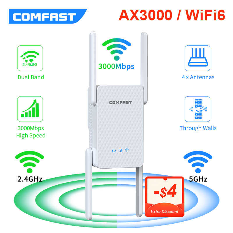 6 Repeater 802.11Ax 2.4G&5Ghz Dual Band Wifi Extender Router Ax3000 ...