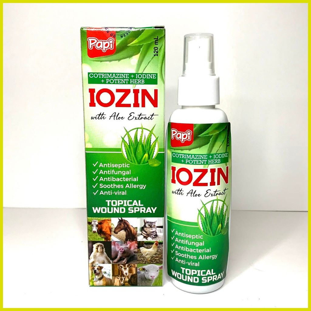 ∩ ∇ ⚕ [FCR AGRIVET] 1 Box Papi Iozin Wound Spray 120ml with Aloe ...