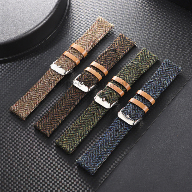 18/20/22mm Quick Release Vintage canvas Watch Band Genuine Leather ...