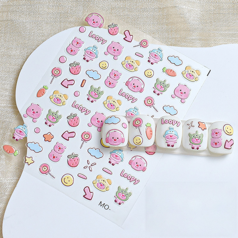 Cartoon Beaver Loopy 3D Nail Sticker Ruby Summer Nail Sticker | Shopee ...