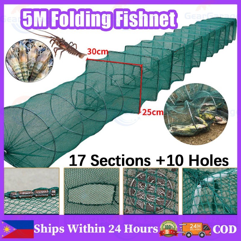 5m Shrimp Cage Fishing Net Lobster Fish Breeding Net Folding Fishnet 17 ...