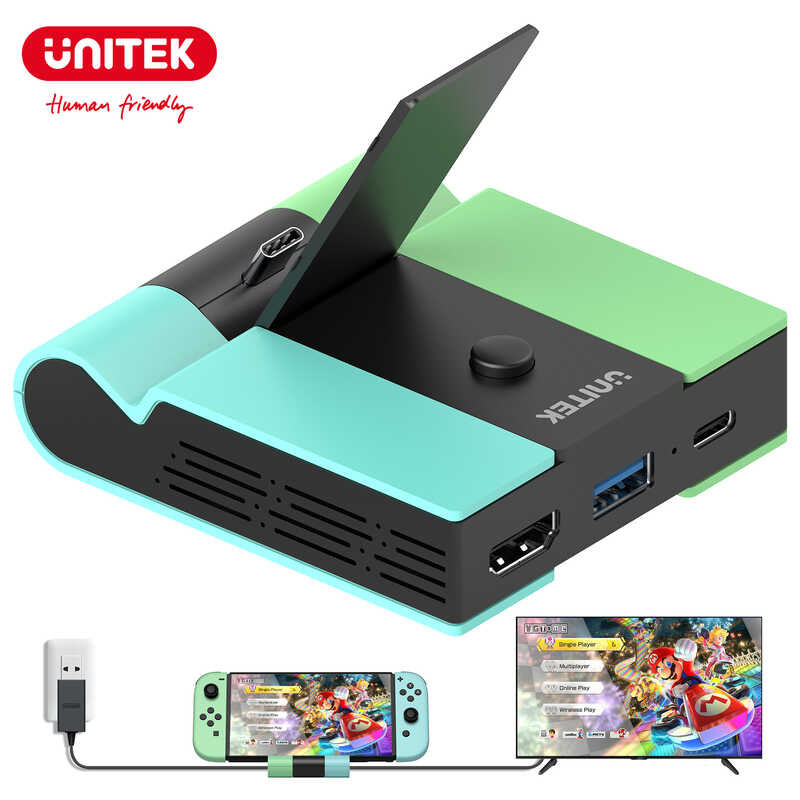 Game Docking Unitek Station With 45W Type-C PD Charging 4K HDMI USB 3.0 Nintendo Switch OLED ...
