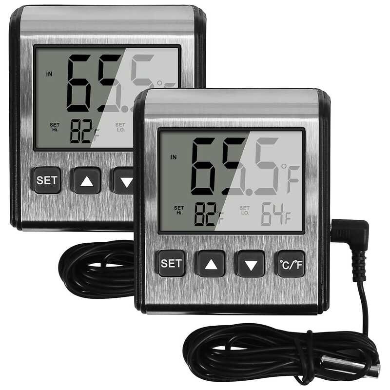 PCS Fridge 2 Refrigerator Freezer Digital Thermometer Big LCD Stainless ...
