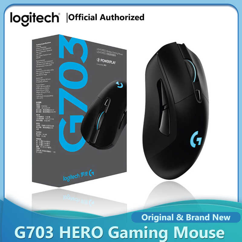 G703 HERO Logitech Sensor Gaming Mouse With 25600Dpi Lightspeed Wireless Mice POWERPLAY ...
